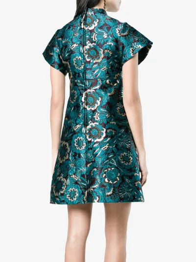 Dolce And Gabbana Brocade Floral Print Mini Dress Browns