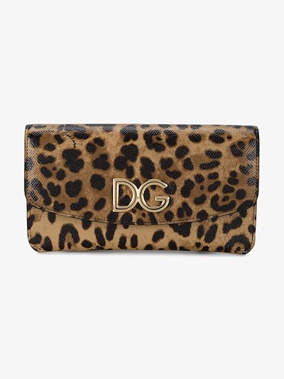 Dolce And Gabbana Leopard Print Wallet Browns