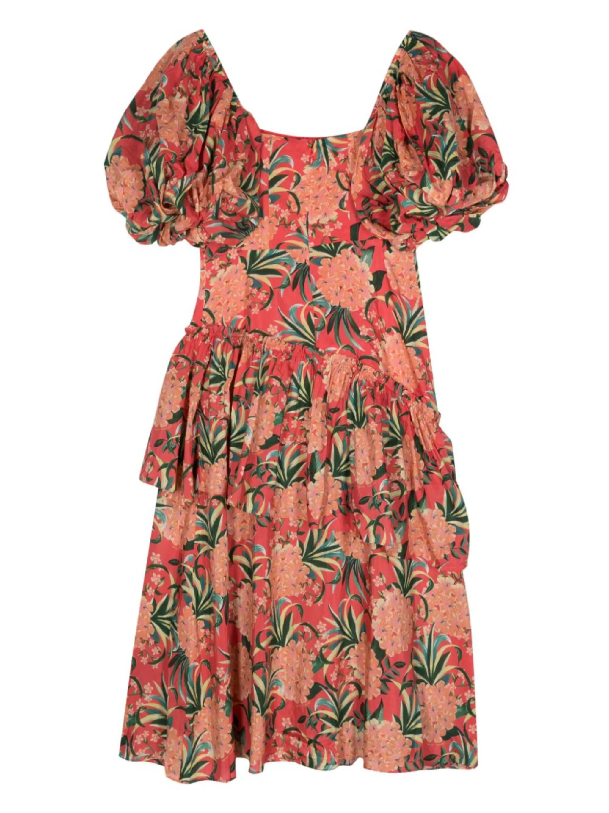FARM Rio Pineapple Bloom puff-sleeve midi dress | Eraldo.com US