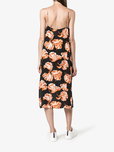 Ganni Geroux Floral Print Slip Dress Browns