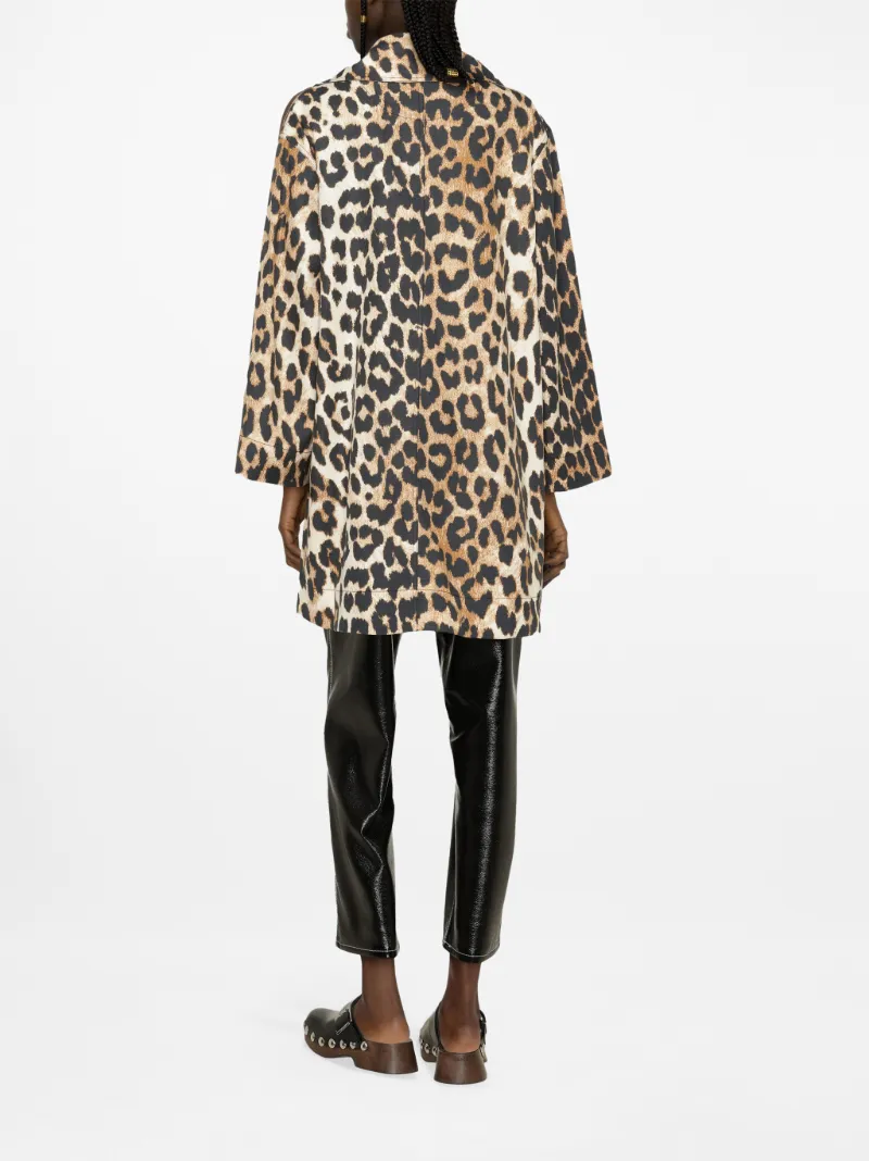 GANNI leopard-print single-breasted coat | Eraldo.com US
