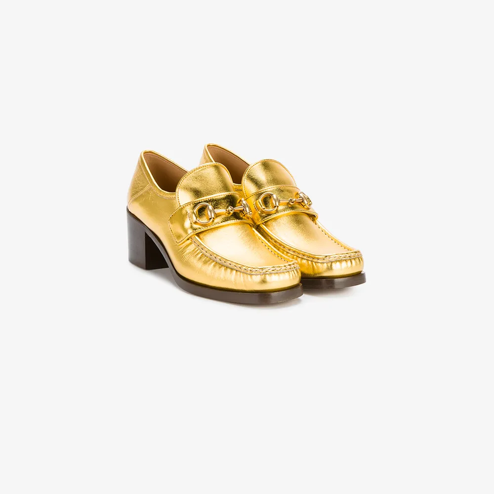 Gucci Gold Horsebit Loafer Heels | Browns