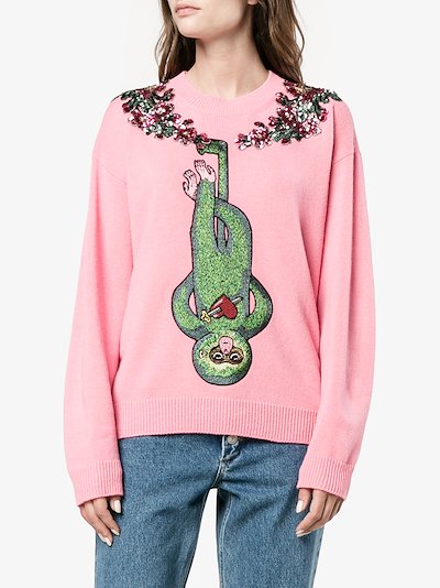 Gucci monkey embroidered jumper | Browns