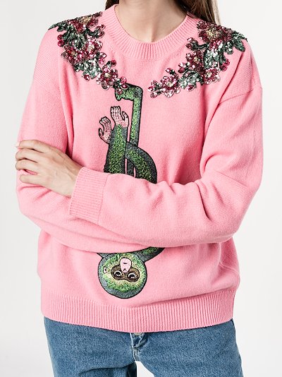 Gucci monkey embroidered jumper | Browns