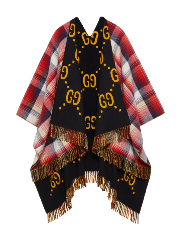 Gucci - Black GG Wool Reversible Poncho