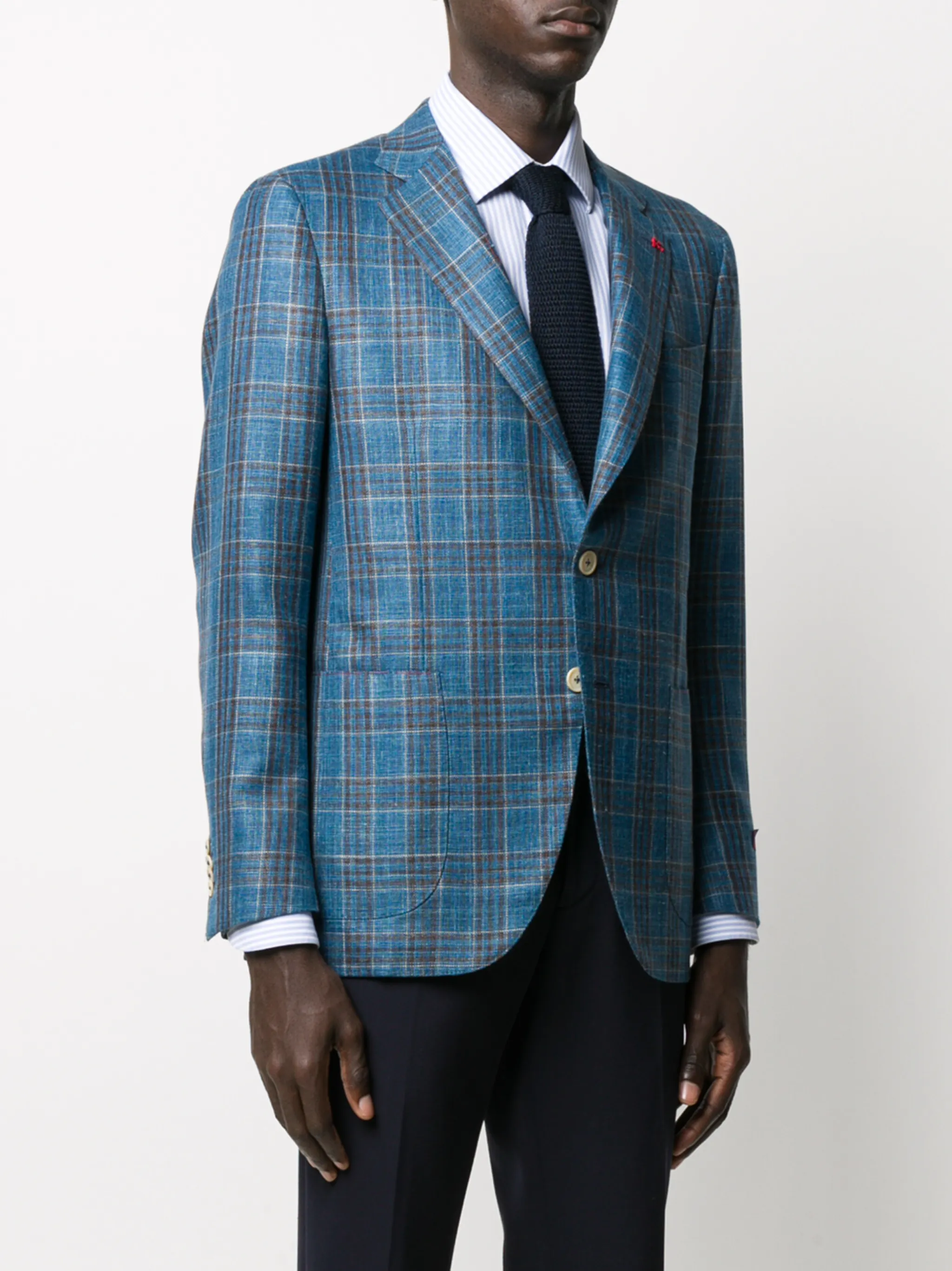 Isaia textured tartan patterned suit jacket | Eraldo.com US