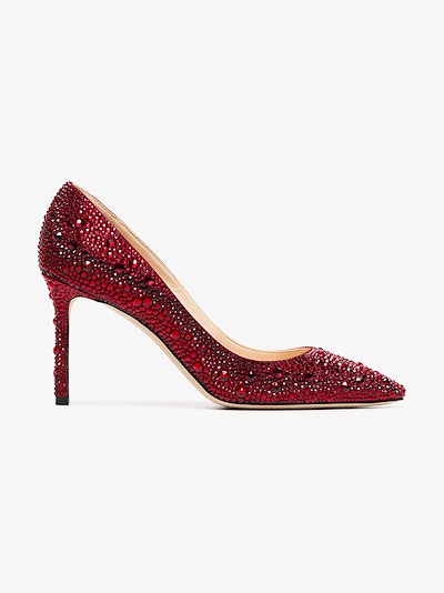Jimmy Choo red romy 85 crystal pumps | Browns