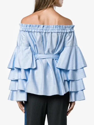 Jour/Né Long Sleeve Off-Shoulder Ruffle Top | Browns