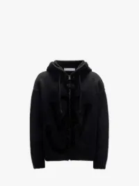 ANCHOR LOGO HOODIE WITH ZIP in black | JW Anderson GB ANCHOR LOGO HOODIE WITH ZIP in black | JW Anderson GB