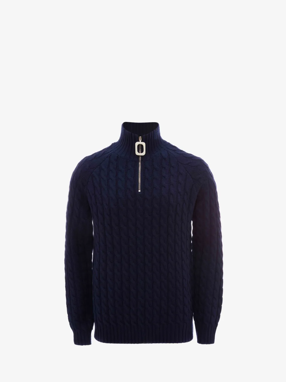 CABLE KNIT HENLEY JUMPER in blue | JW Anderson