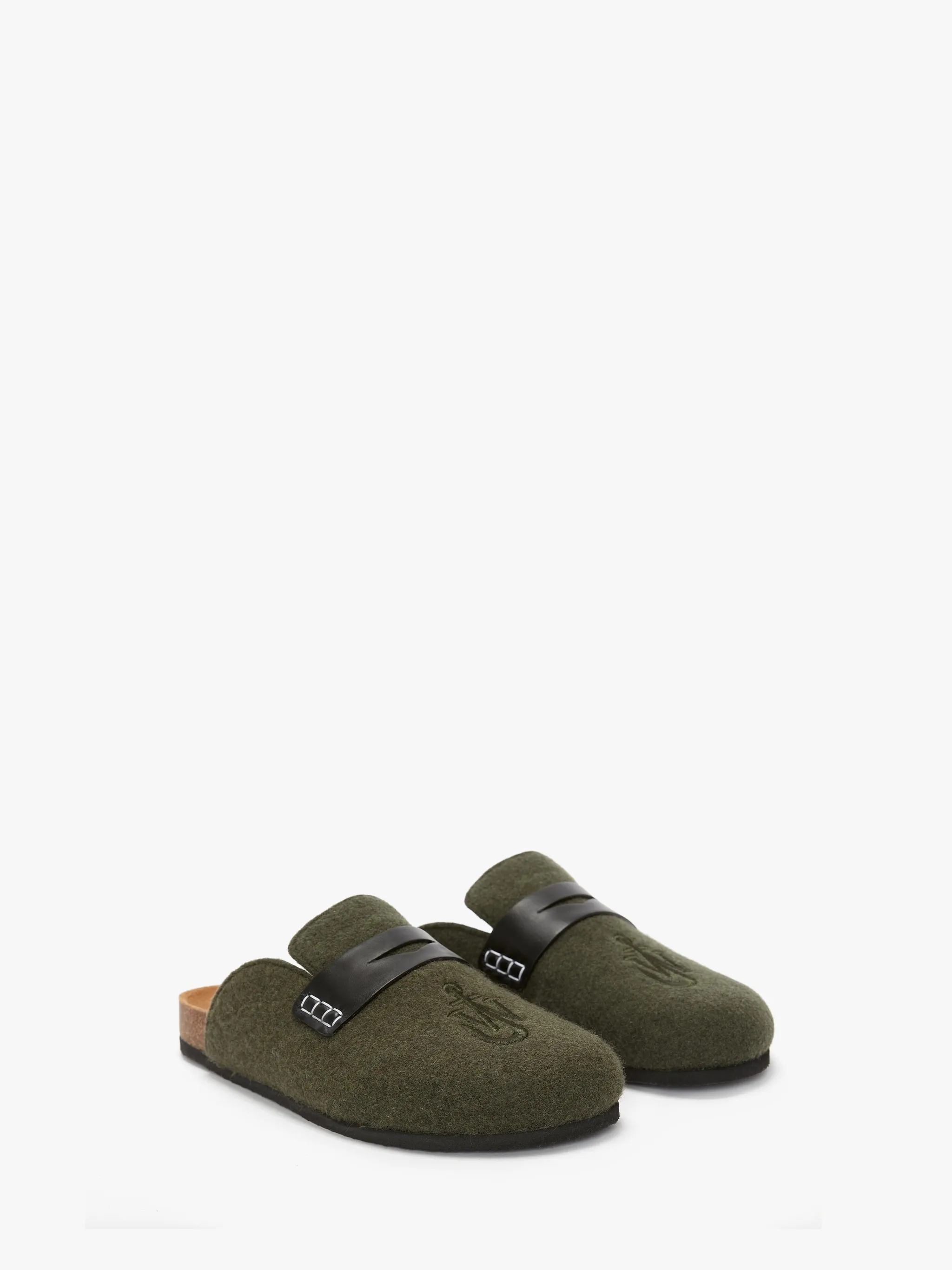 FELT LOAFER MULES in green | JW Anderson