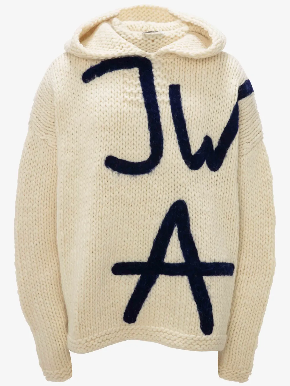 HANDKNIT JWA CHUNKY HOODIE in white | JW Anderson