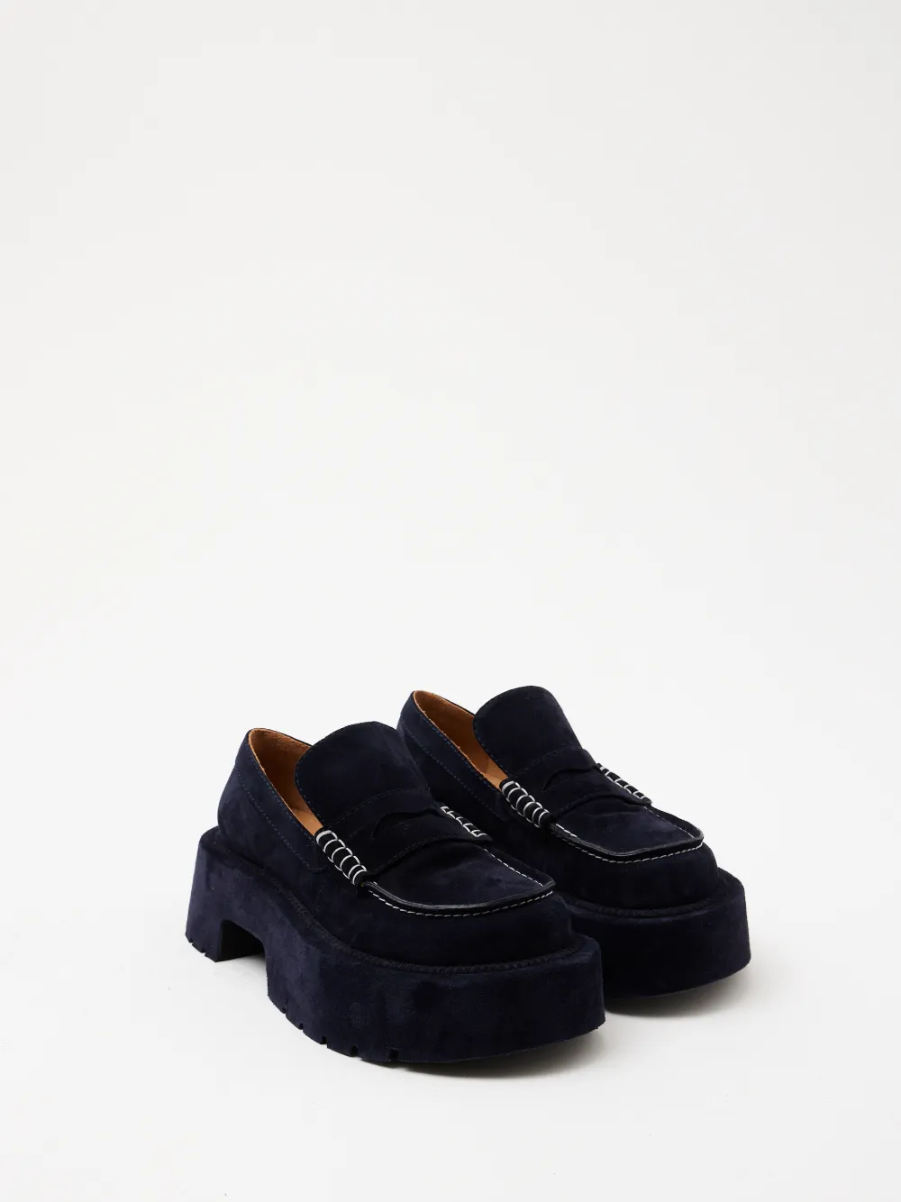 LEATHER PLATFORM MOCCASINS in black | JW Anderson US