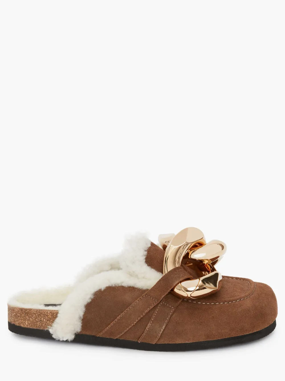 MEN’S SHEARLING CHAIN LOAFER MULES in brown | JW Anderson US
