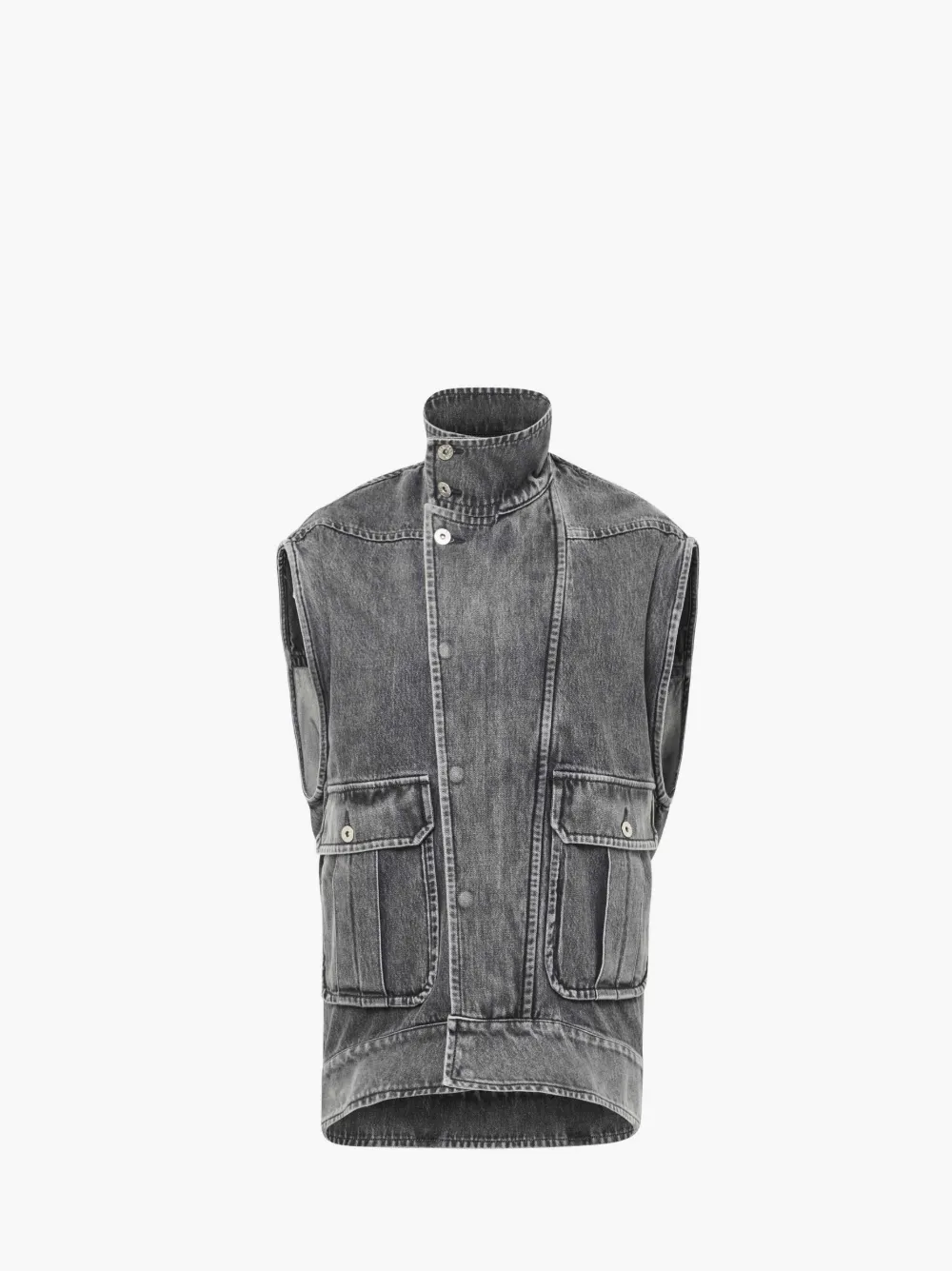 OVERSIZED SLEEVELESS HIGH NECK JACKET in grey | JW Anderson GB