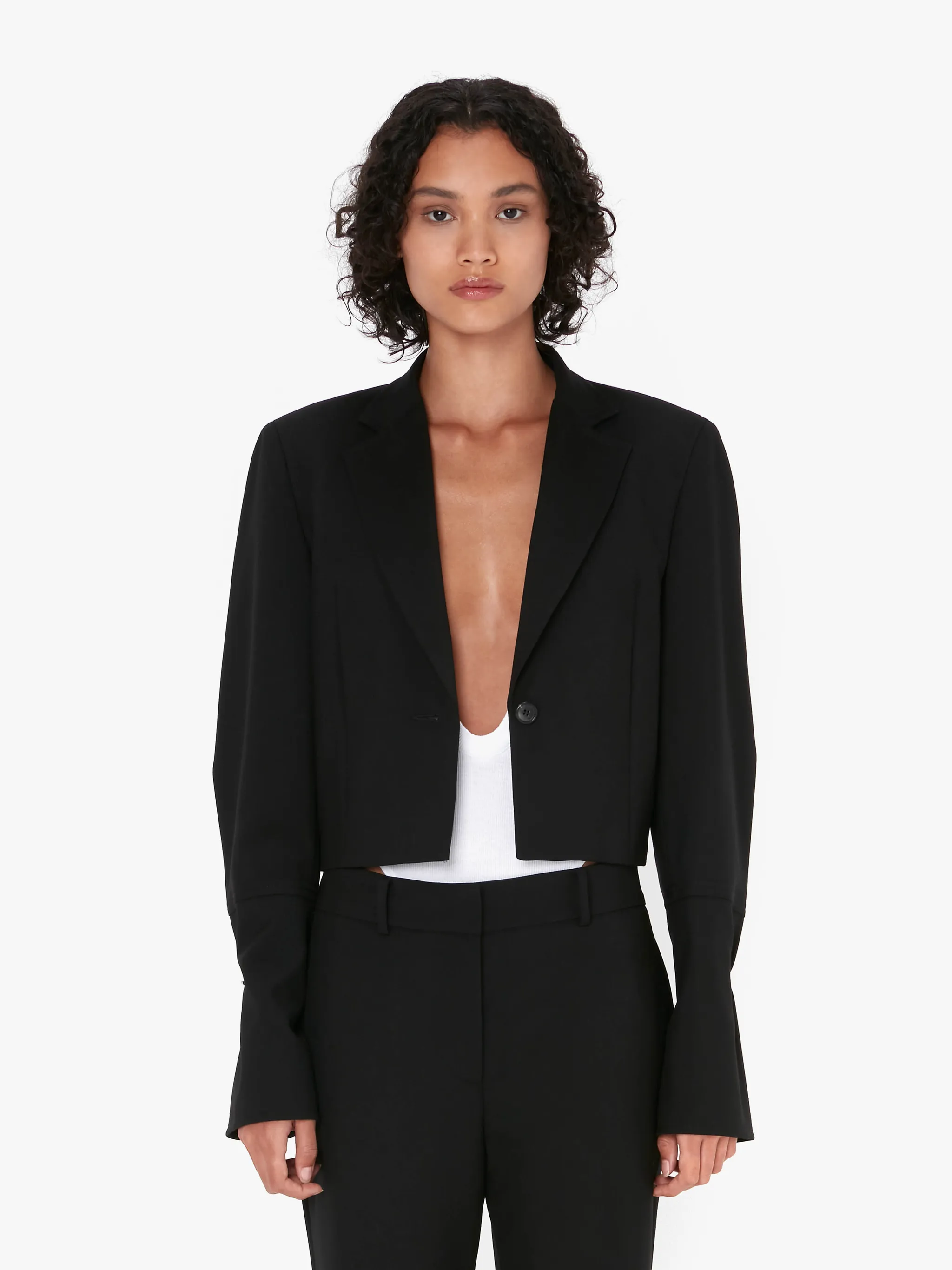 RING DETAIL CROPPED BLAZER in black | JW Anderson