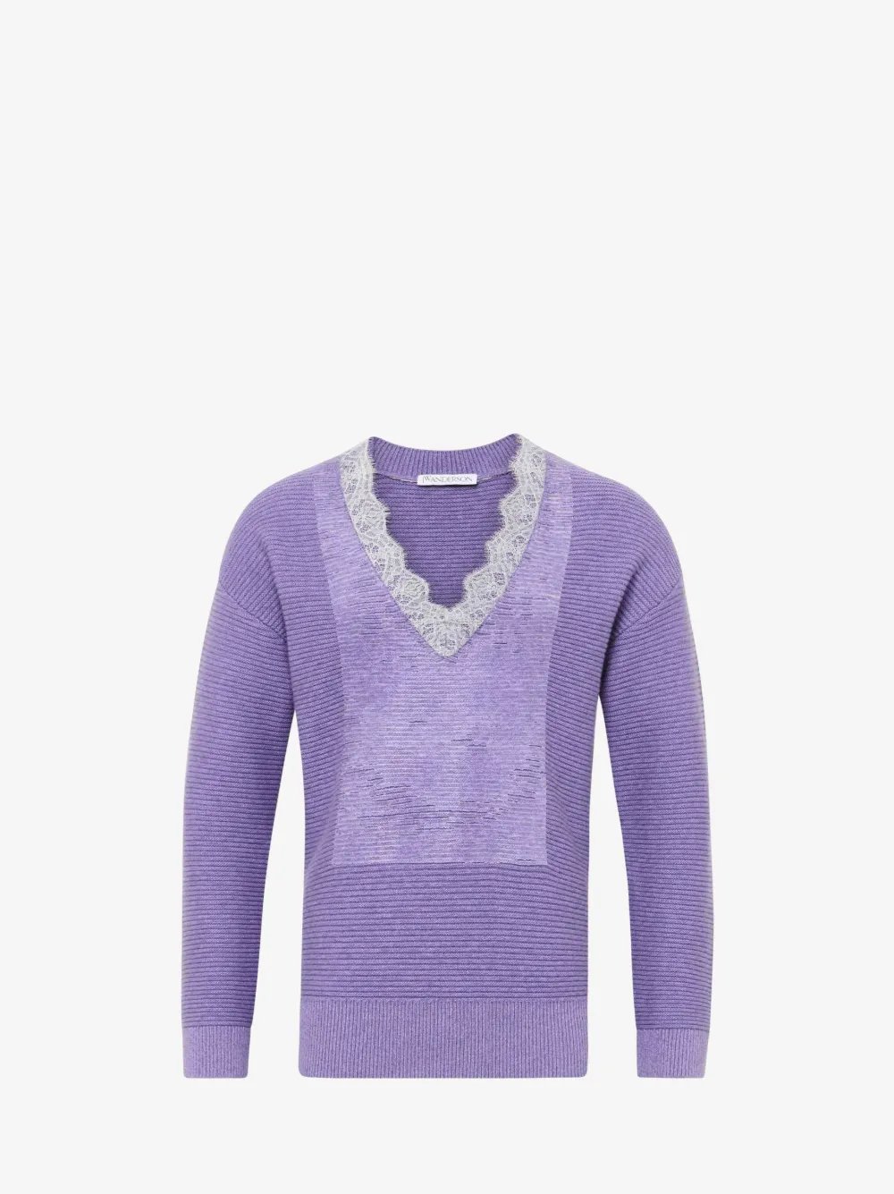 V NECK LACE TRIM SWEATER in purple JW Anderson GB