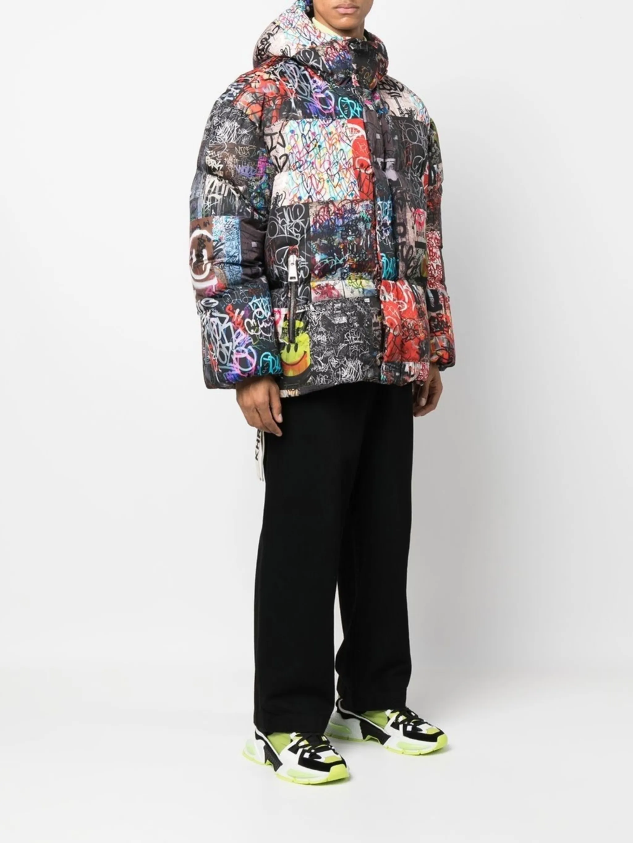 graffiti-print down puffer jacket | Khrisjoy | Eraldo.com US