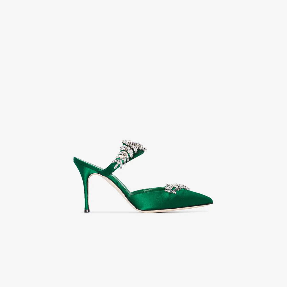 Manolo Blahnik Green Lurum 90 mules | Browns