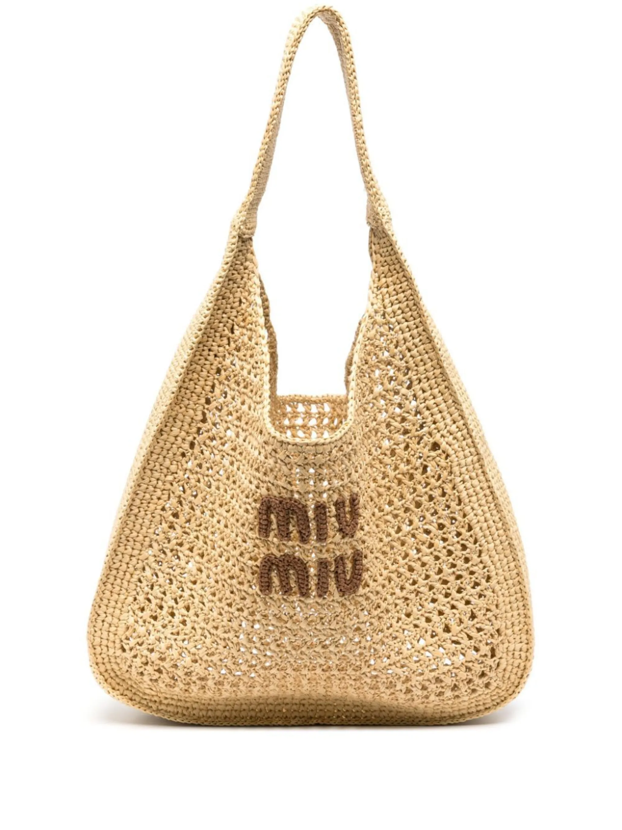 Miu Miu logo-appliquéd raffia tote bag | Eraldo.com US