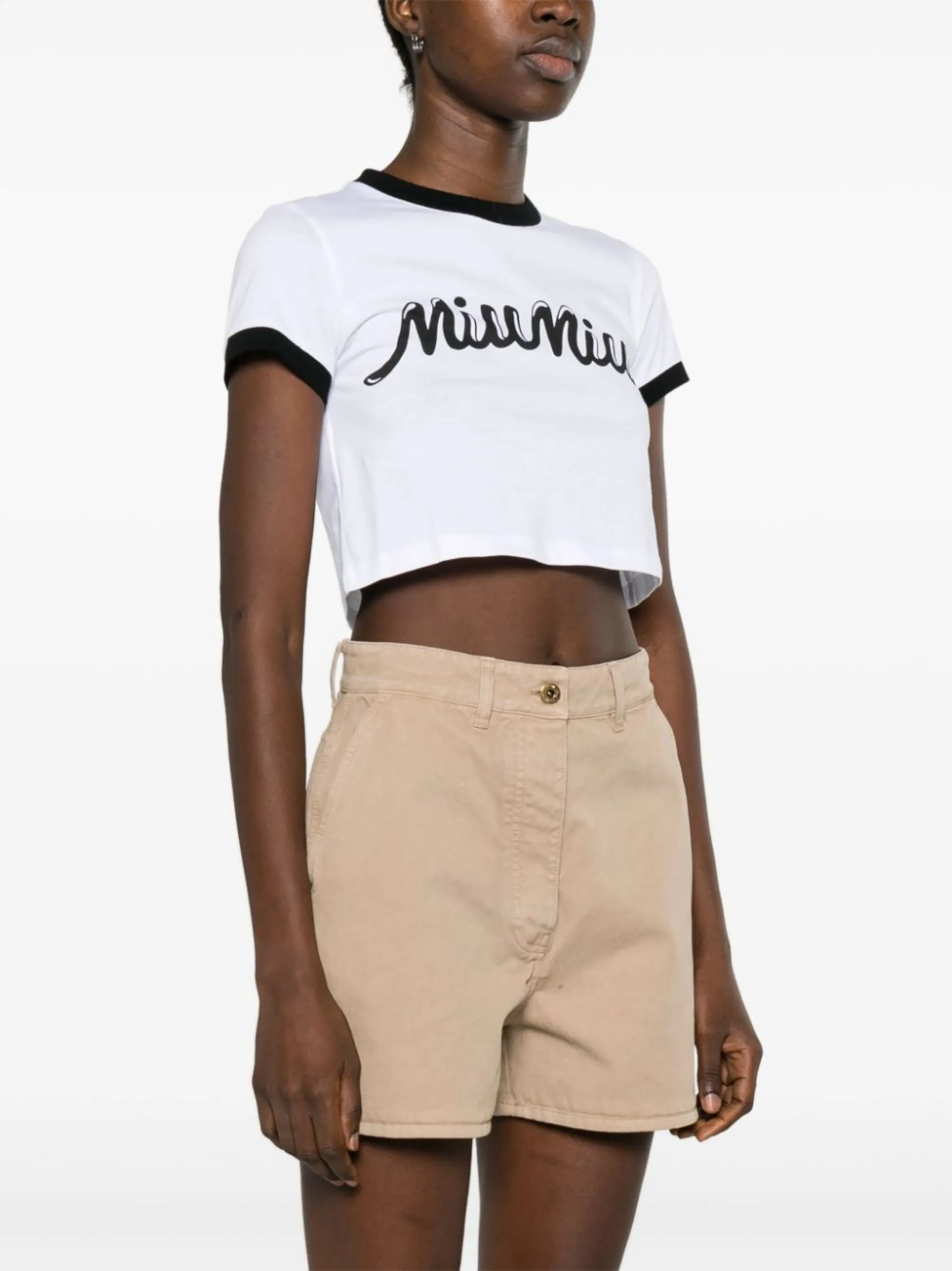 Miu Miu logo-print cropped T-shirt | Eraldo.com KR Miu Miu logo-print cropped T-shirt | Eraldo.com KR