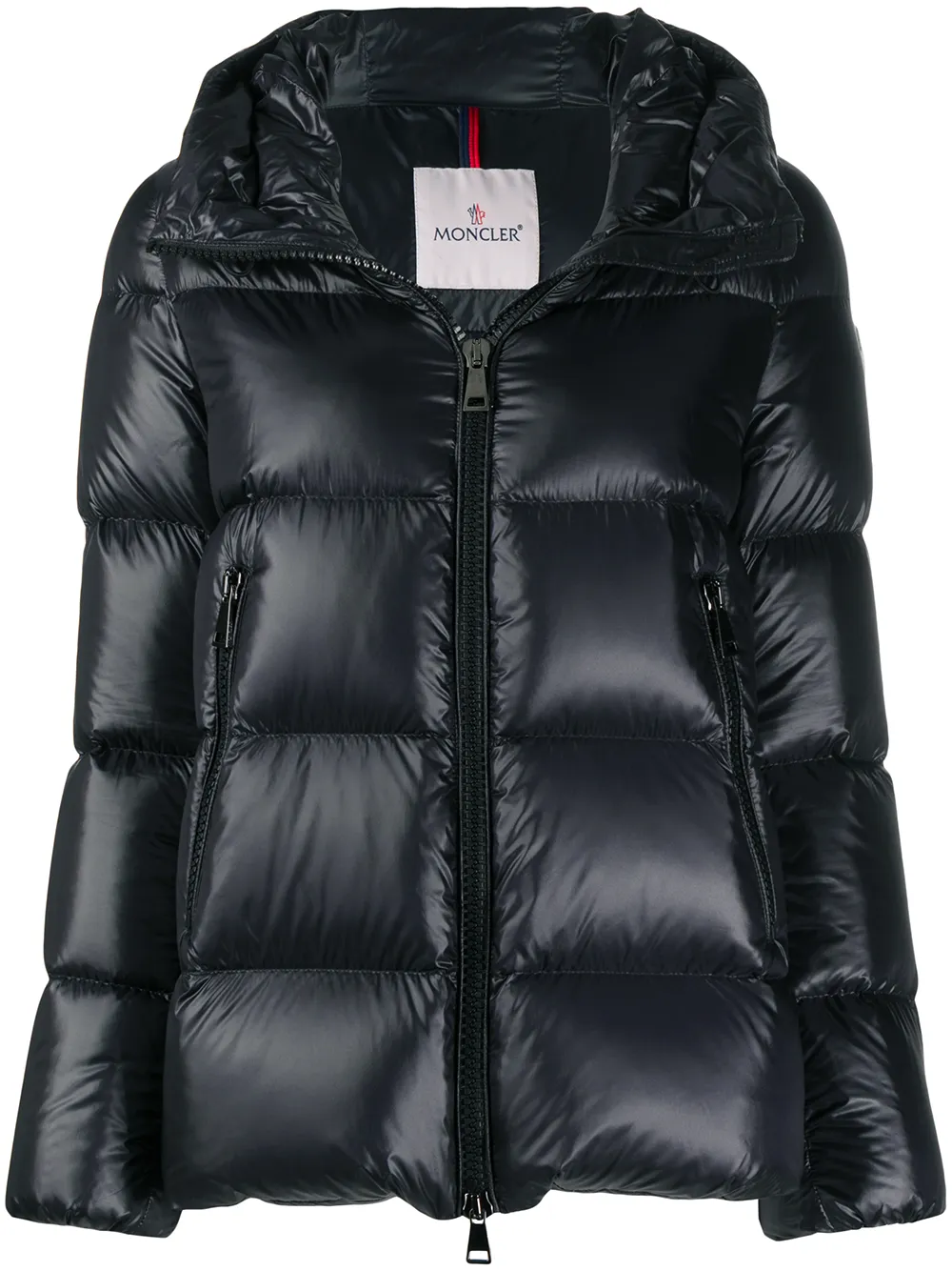 Moncler logo patch hooded puffer jacket | Eraldo.com US