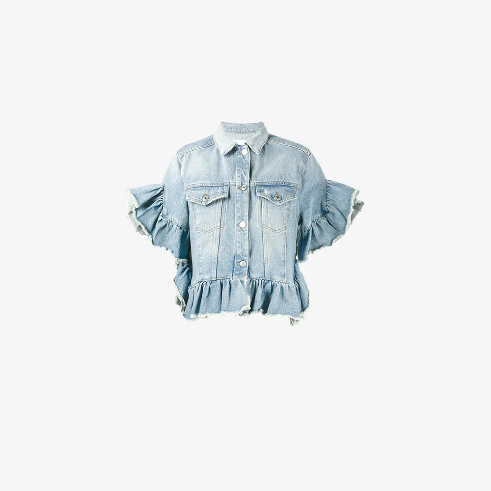 MSGM ruffle-trimmed denim jacket | Browns