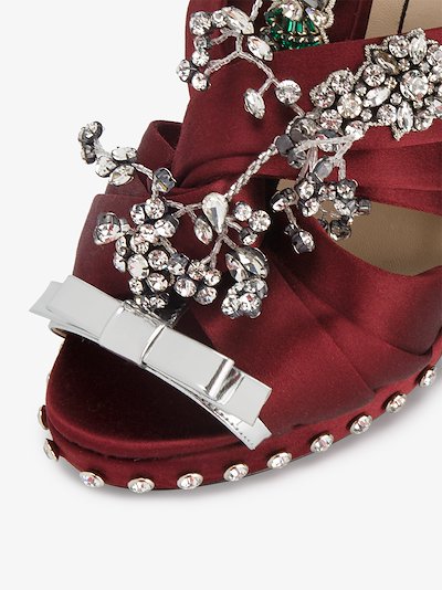 Nº21 Burgundy Satin Crystal 130 sandals | Browns