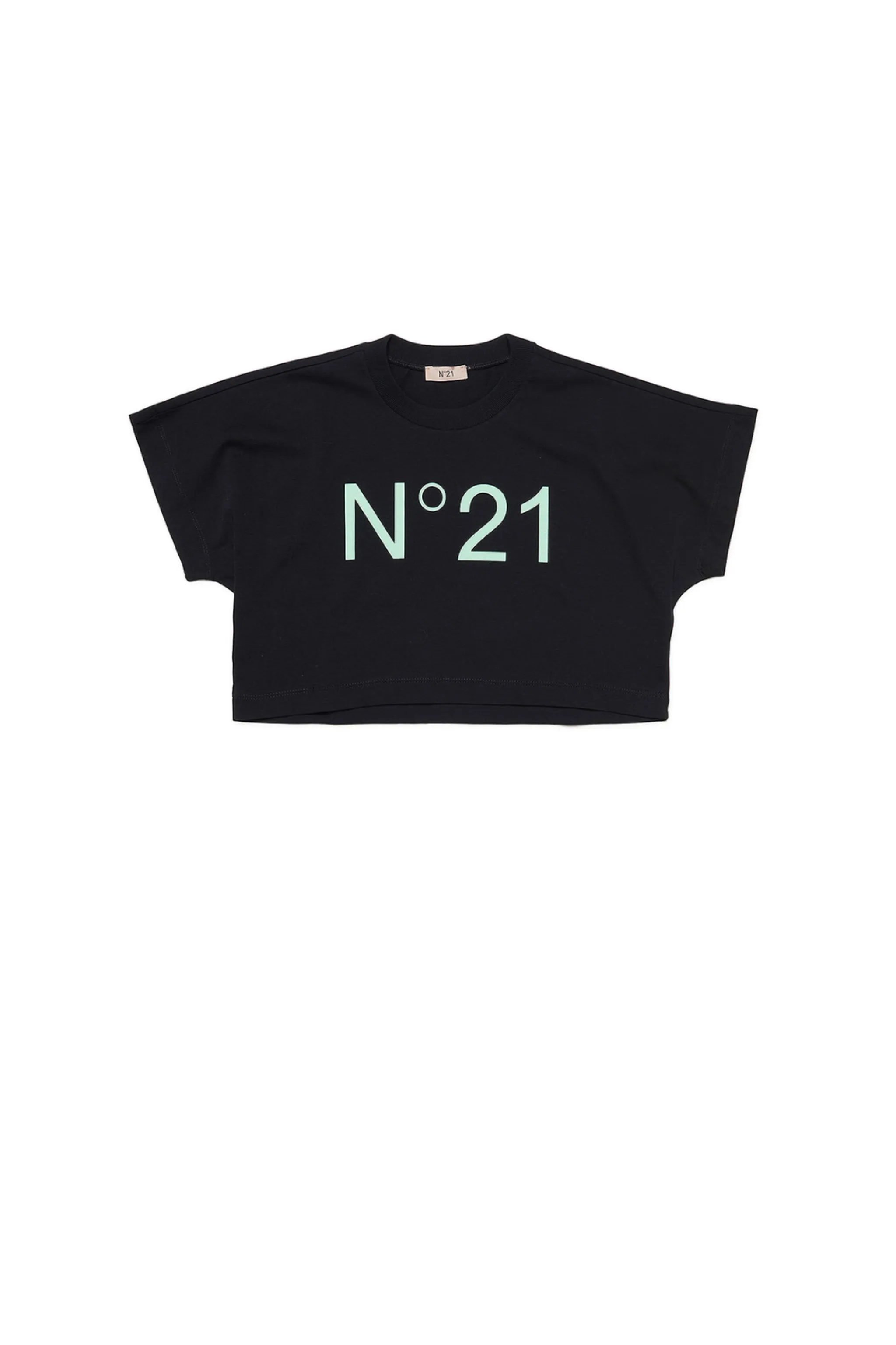 Logo Print Cropped Cotton T Shirt In Black N°21 Official Online Store