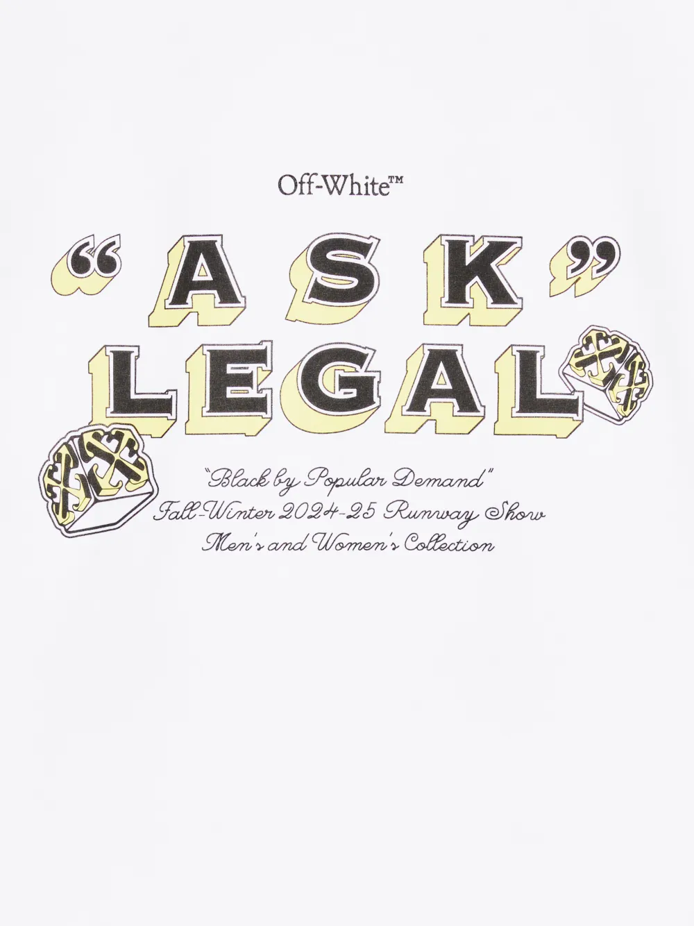 "ASK LEGAL" SHOW TEE in 0110 0110 white - black | Off-White™ Official GB