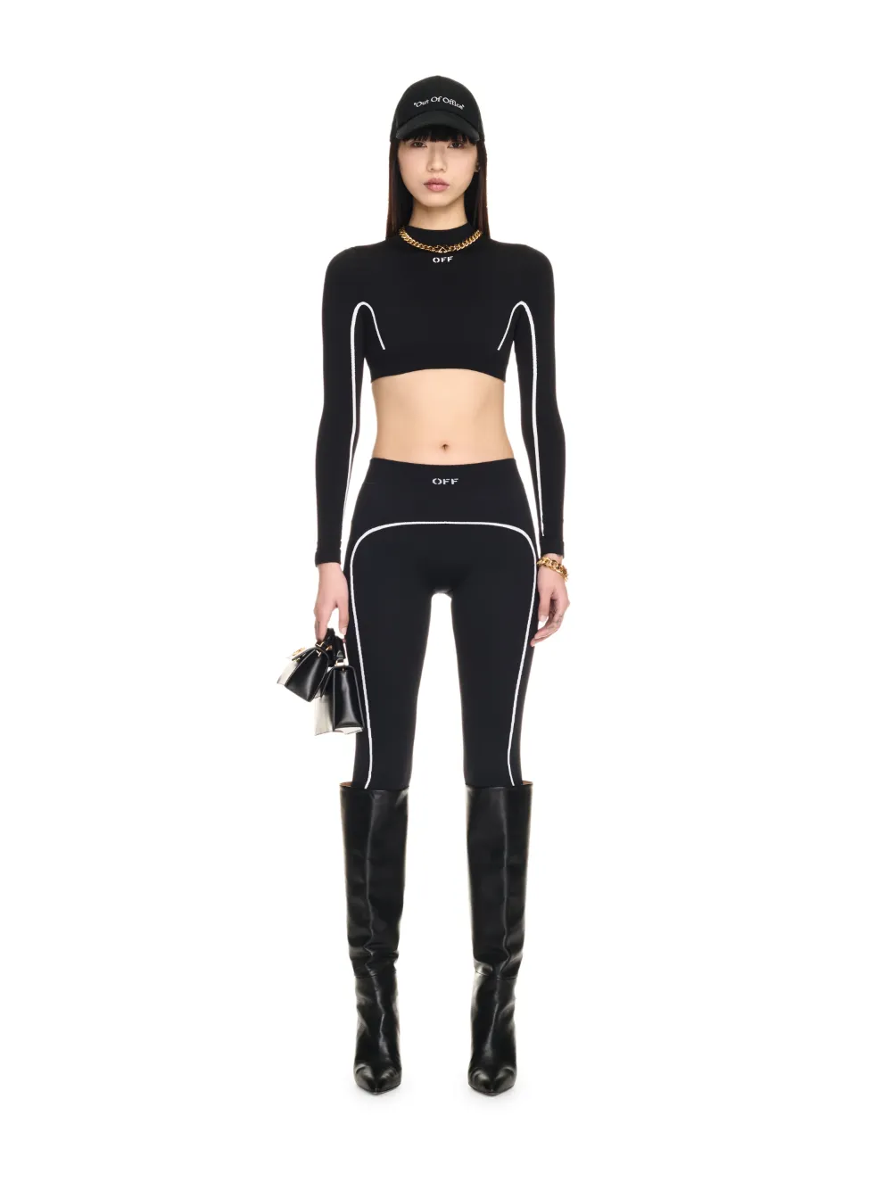 BLACK STAMP SEAMLESS CROP TOP in black | Off-White™ Official US