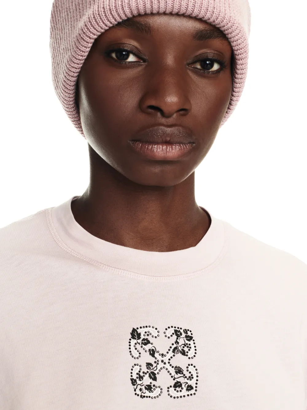 Bling Leaves S Arrow Crop Tee in pink | Off-White™ Official US