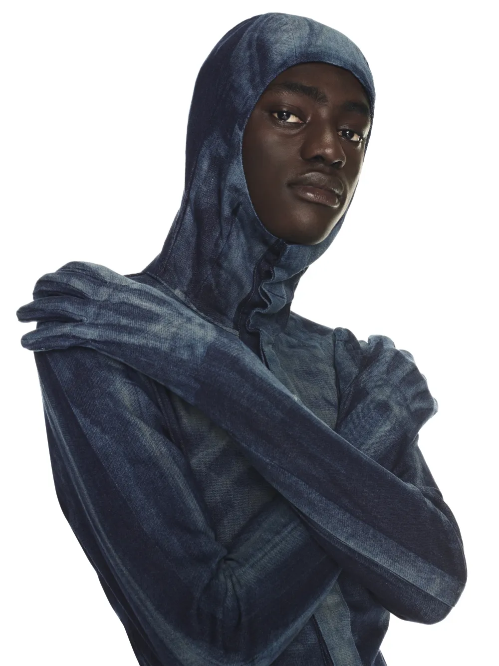 Body Scan 2Skin Denim Hood in blue | Off-White™ Official GB