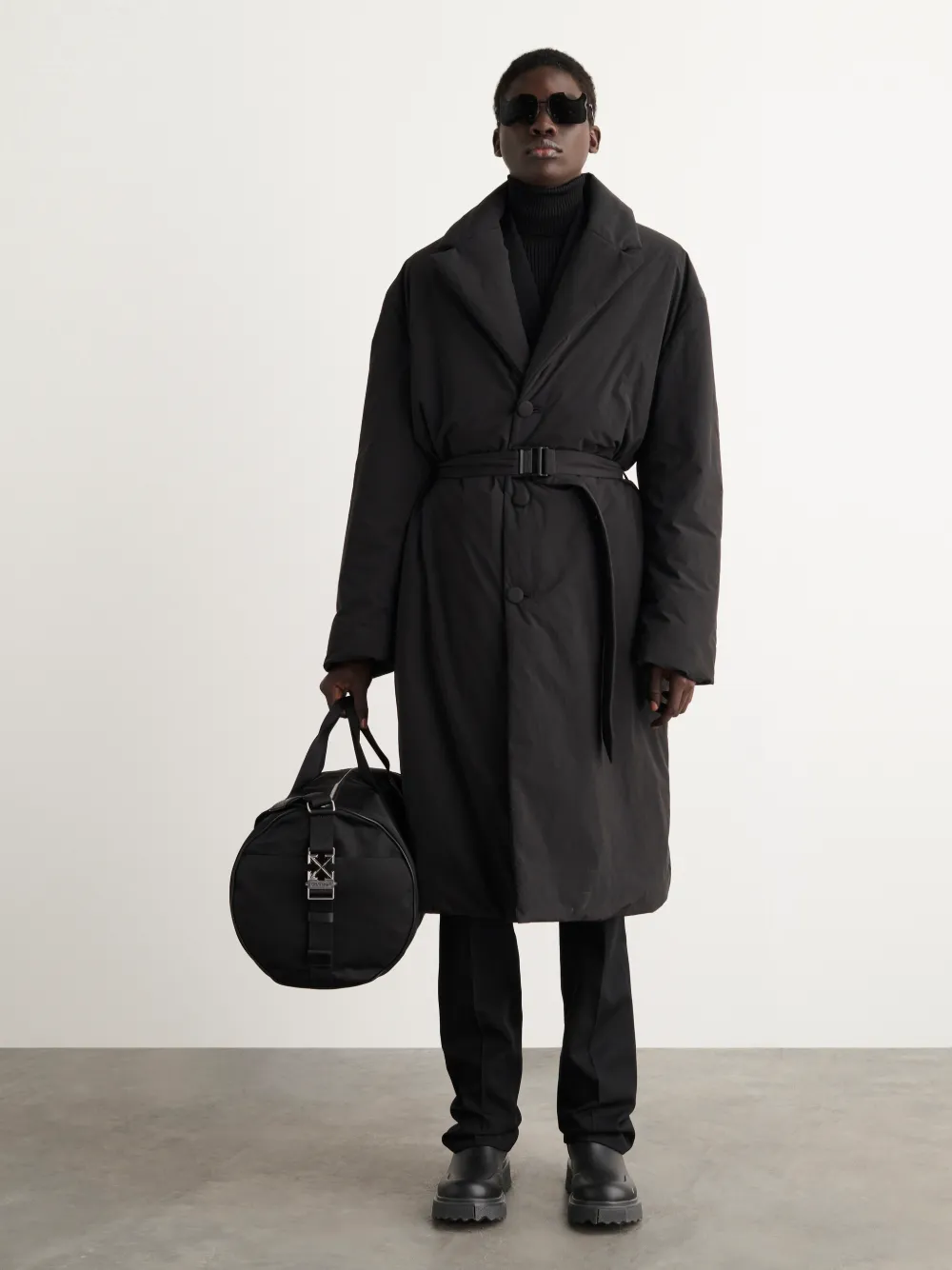 BUCKLE PEACH PADDED COAT in black | Off-White™ Official GB