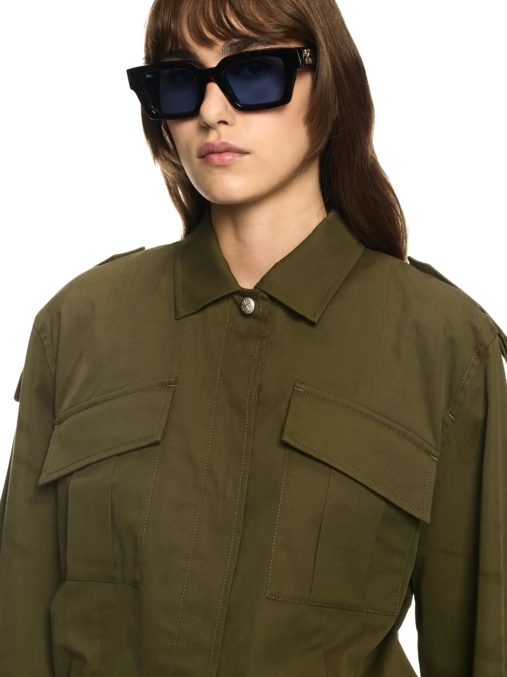 GREEN SAVANA COTTON MINI DRESS in green | Off-White™ Official CA