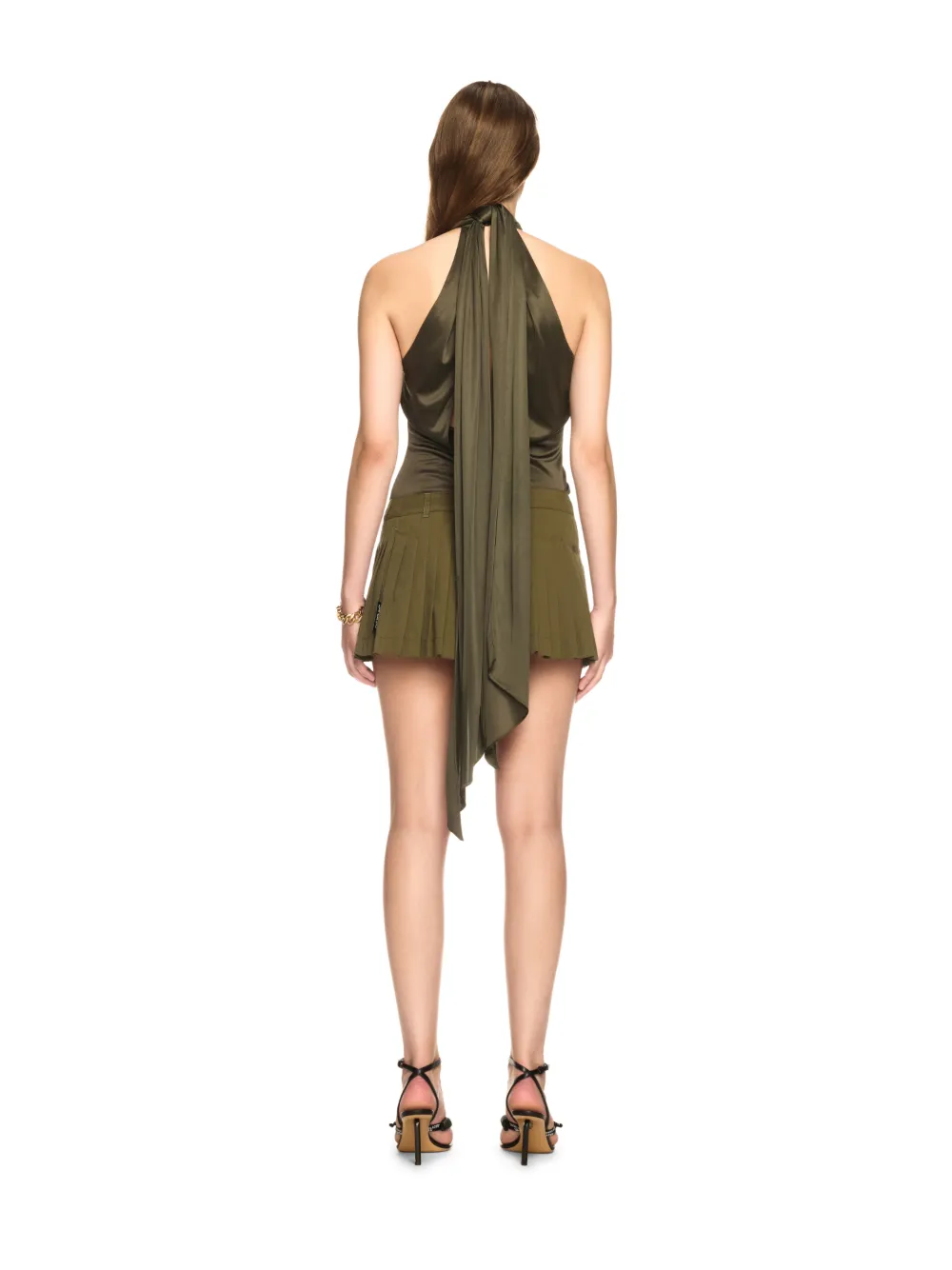 GREEN SHINY DRAPED BACKLESS TOP in green | Off-White™ Official US