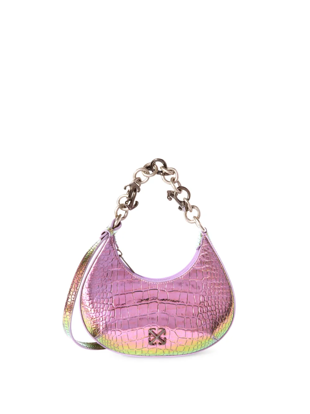 HOLOGRAPHIC CROCODILE HEMISPHERE SHOULDER BAG in pink | Off-White ...