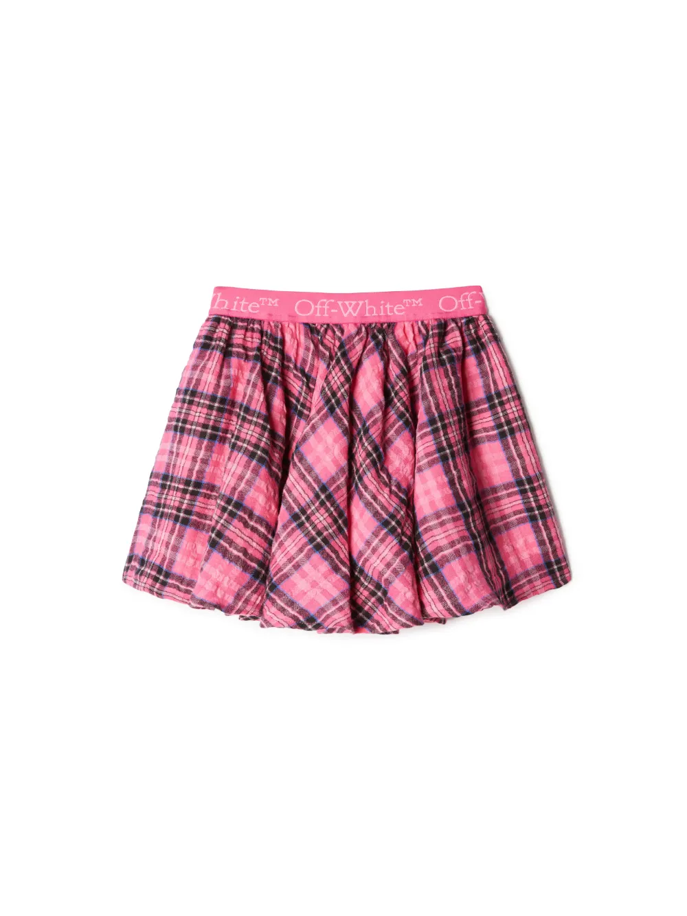 BOOKISH LOGO BAND CHECK SKIRT FUCHSIA FU in pink | Off-White™ Official US