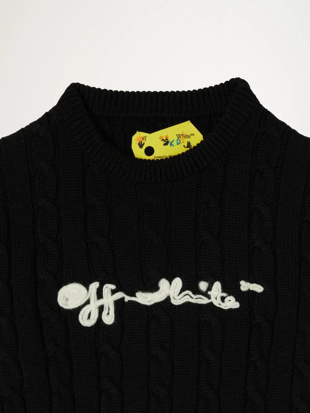OFF SCRIPT CABLE KNIT in black | Off-White™ Official US