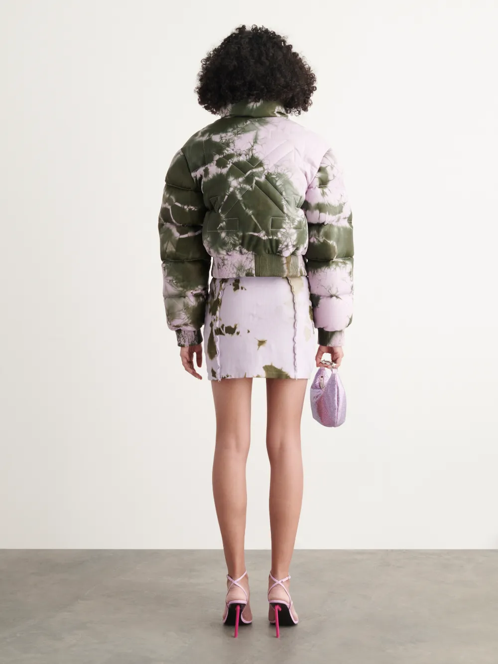 Leather Tie Dye Arrow Puffer in pink | Off-White™ Official US