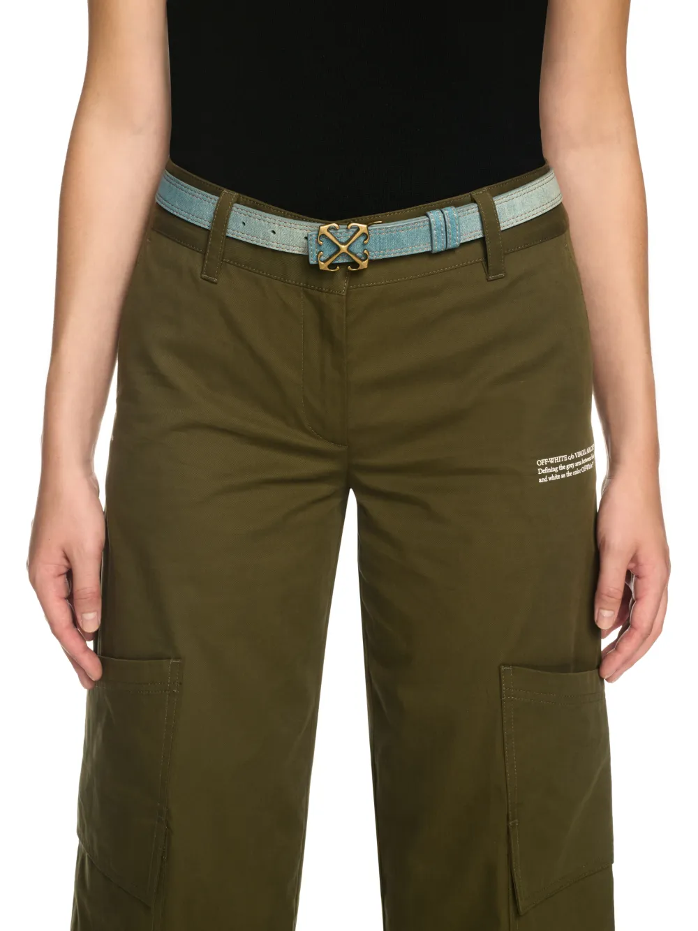 LIGHT BLUE DENIM LEATHER ARROW BELT in blue | Off-White™ Official US