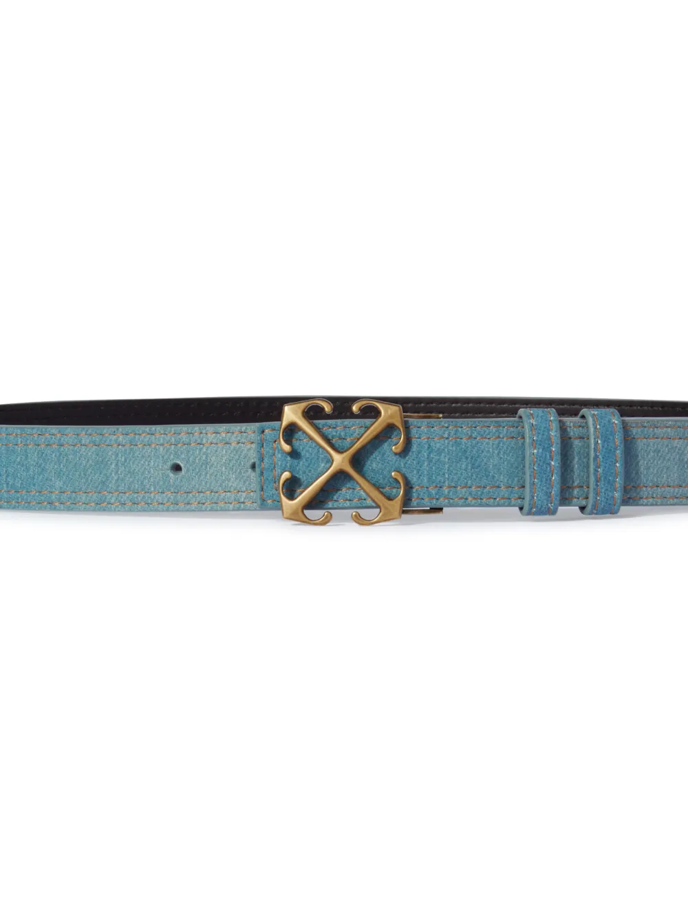 LIGHT BLUE DENIM LEATHER ARROW BELT in blue | Off-White™ Official GB