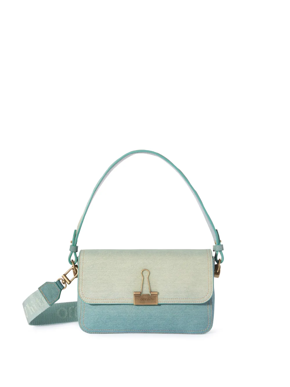 LIGHT BLUE DENIM LEATHER BINDER SHOULDER BAG in blue | Off-White ...