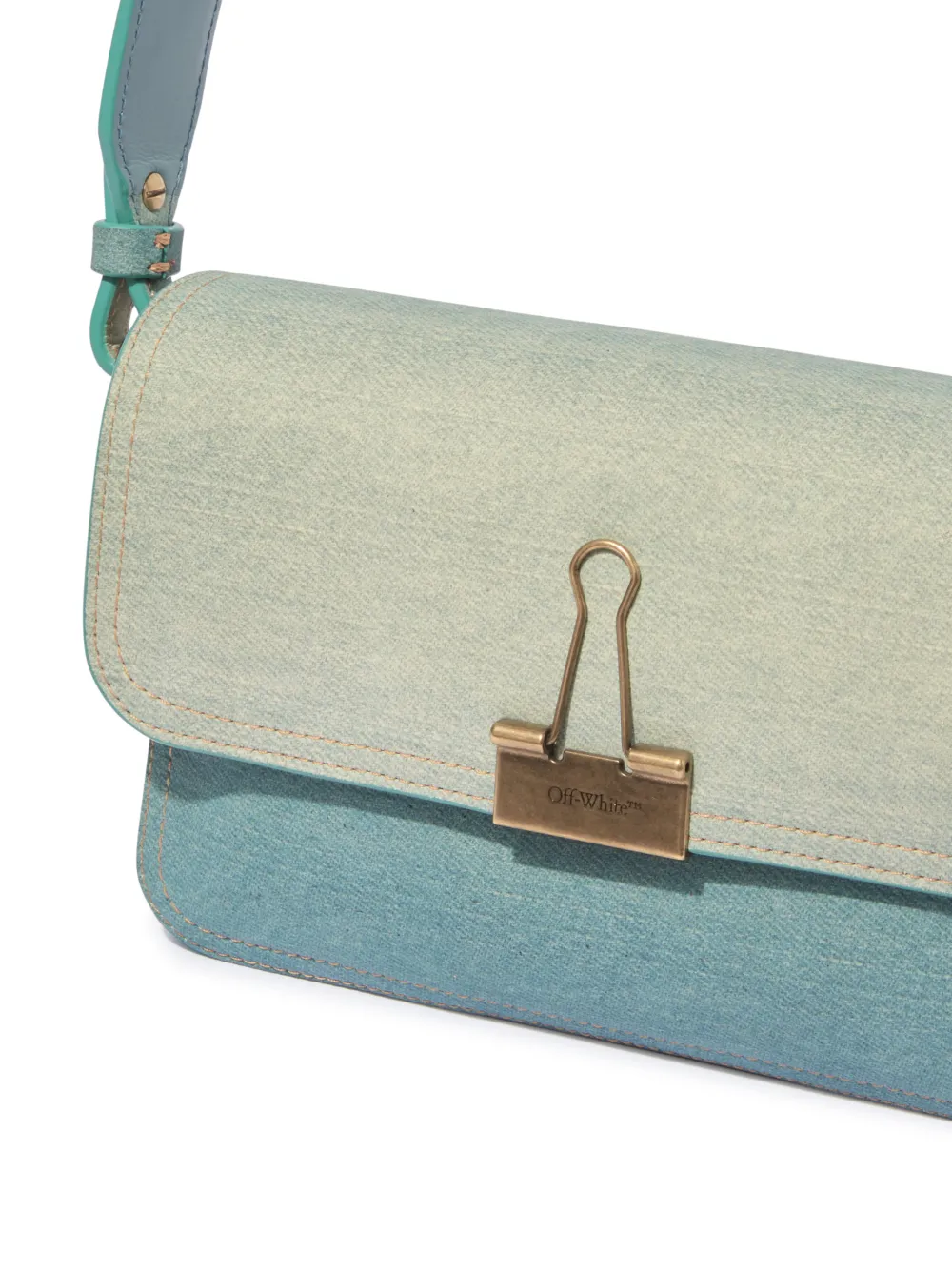 LIGHT BLUE DENIM LEATHER BINDER SHOULDER BAG in blue | Off-White ...
