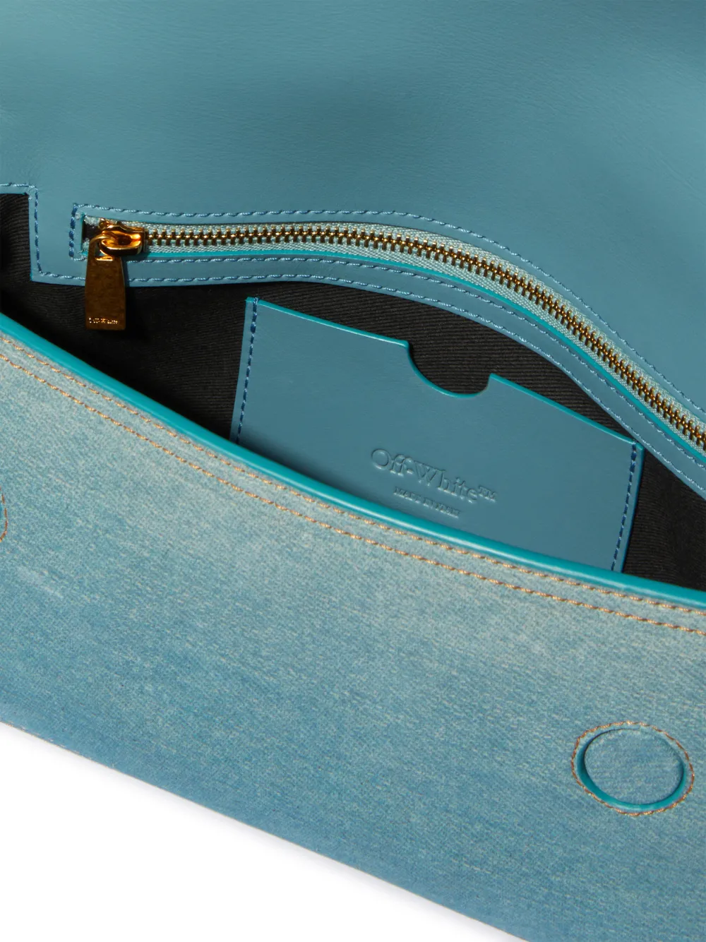 LIGHT BLUE DENIM LEATHER BINDER SHOULDER BAG in blue | Off-White ...