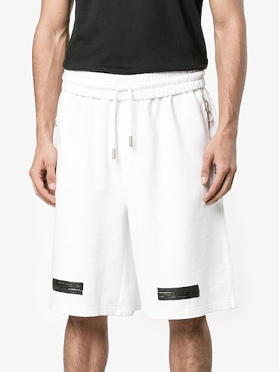 Off-White White diagonal stripe long shorts | Browns