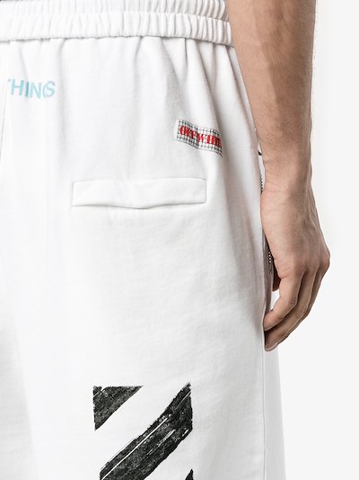 Off-White White diagonal stripe long shorts | Browns