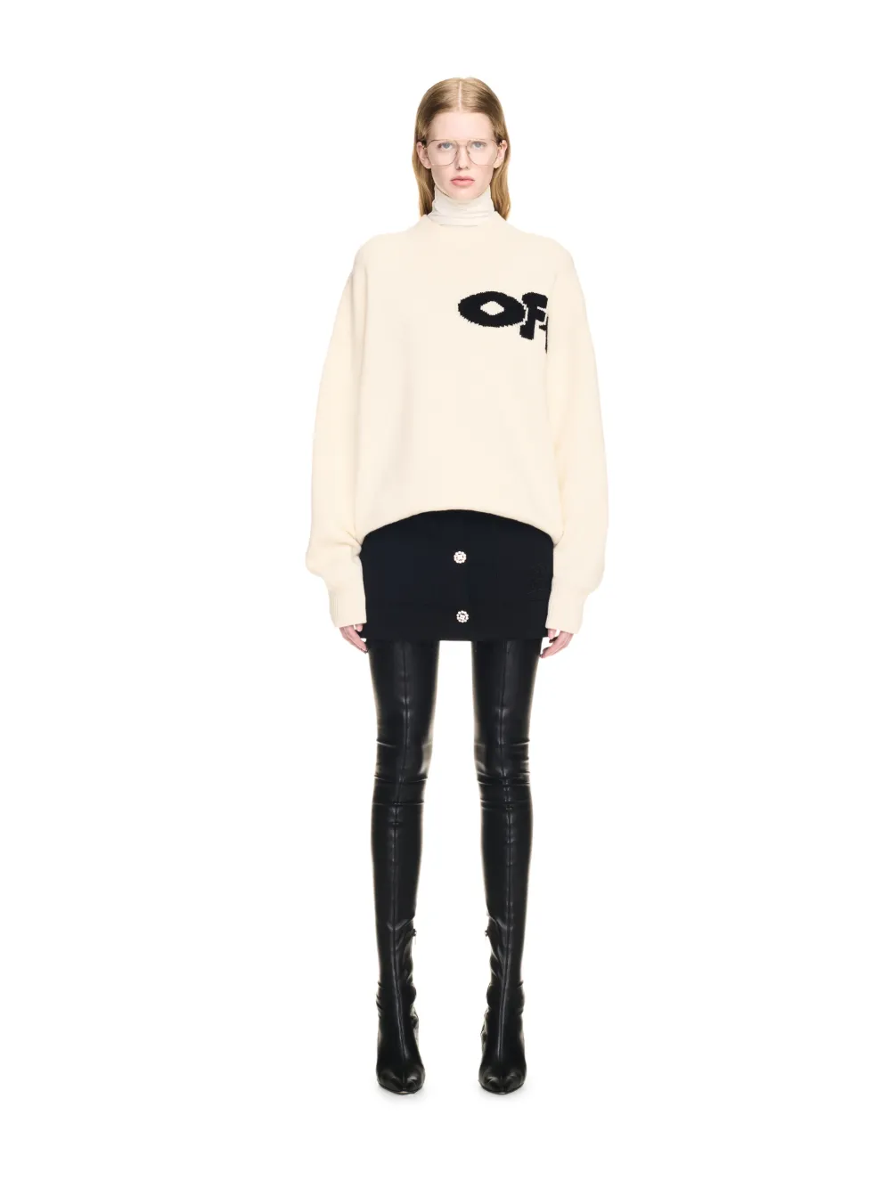 WO INTARSIO SHARED LOGO CREWN in neutrals | Off-White™ Official AU