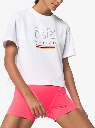 P.E Nation logo print cropped T-shirt | Browns