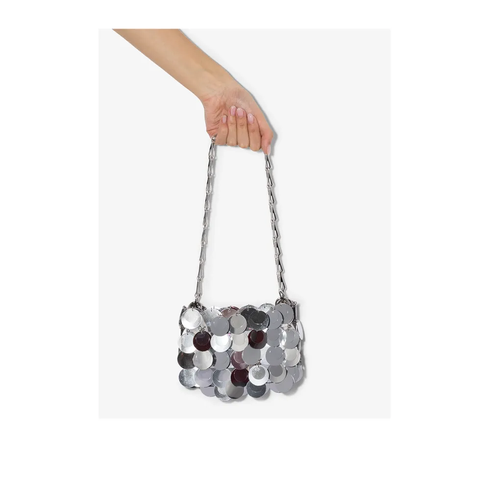Paco Rabanne silver tone Nano 1969 Sparkle disc bag | Browns